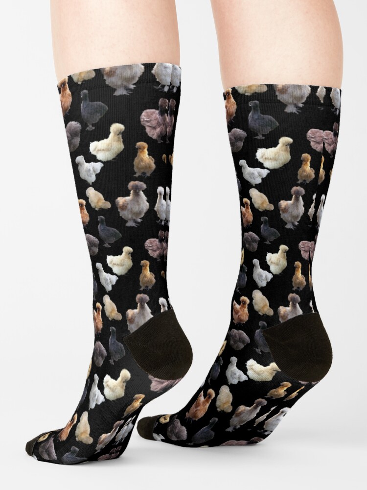 "Silkie Bantams on Black" Socks for Sale by StandoutSilkies | Redbubble
