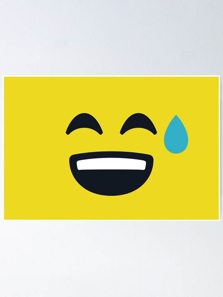 "Happy Sweat Smiley, Emoticon, Grinning, Happy Exercise Emoji" Poster ...
