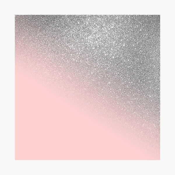 "Diagonal Girly Silver Blush Pink Ombre Gradient " Photographic Print ...