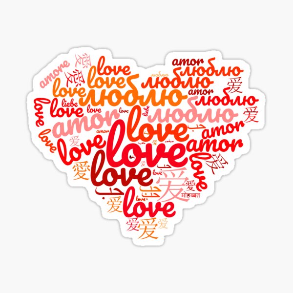 "Love World Languages Heart Red Design" Sticker for Sale by Pikmi ...