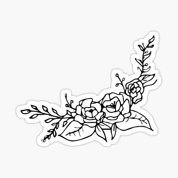 "Simple Black Floral Corner" Sticker for Sale by kaitlynseals | Redbubble