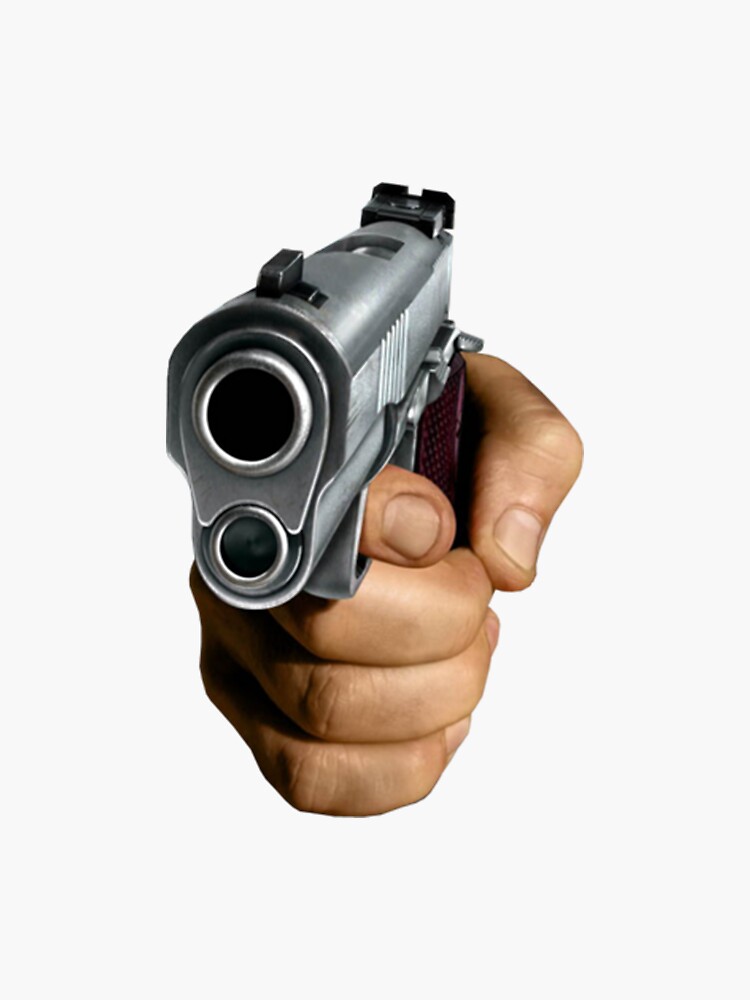 "gun meme sticker" Sticker by sampiepampie | Redbubble