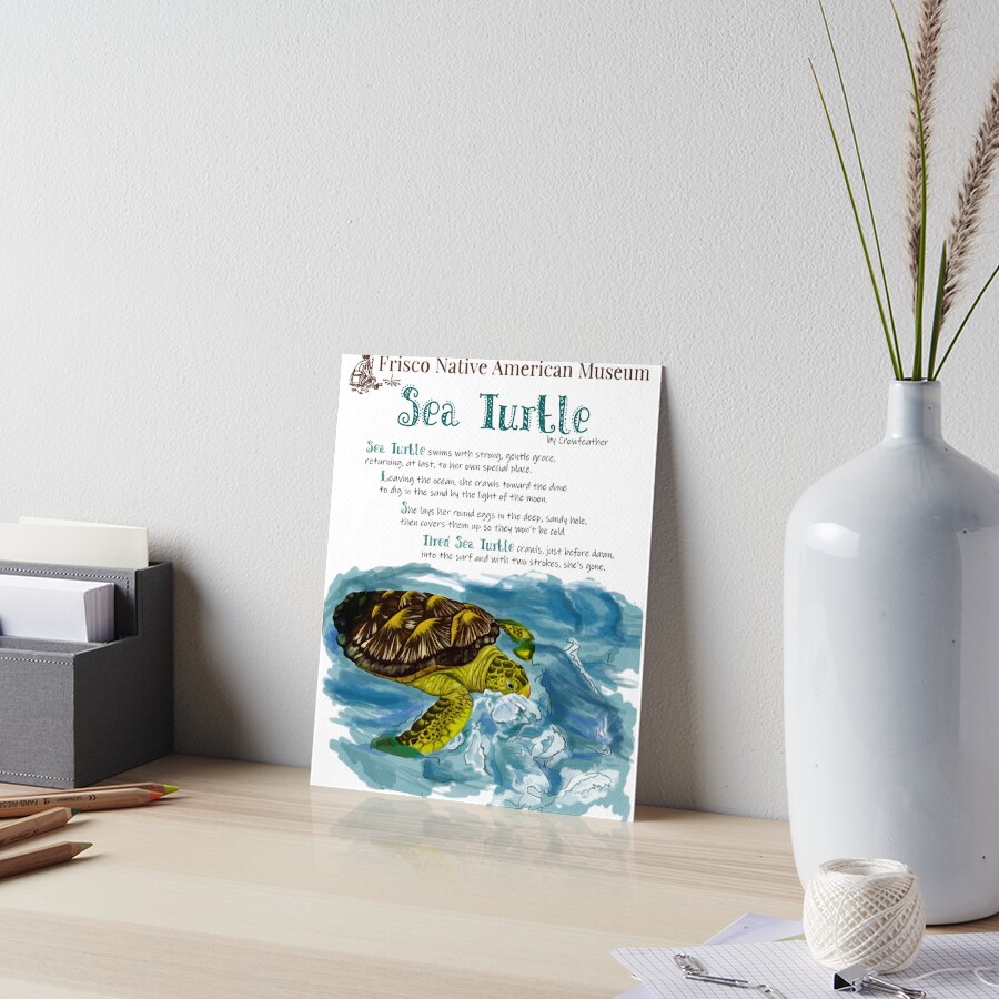 "Sea Turtle With Poem" Art Board Print by OBXFNAM | Redbubble