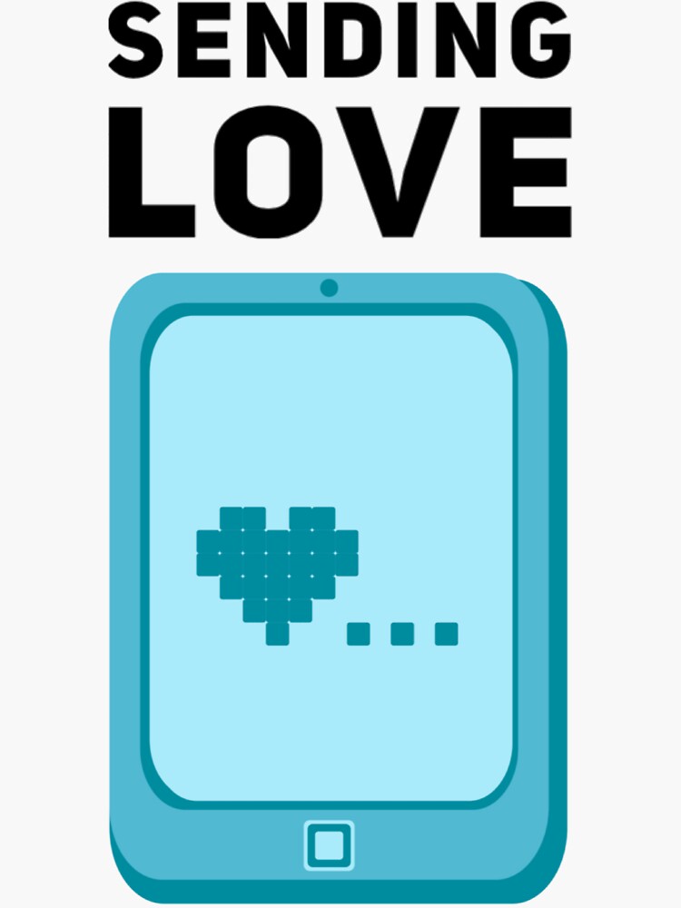 "'Sending Love' Cute Love Message with Cartoon Phone Design" Sticker ...