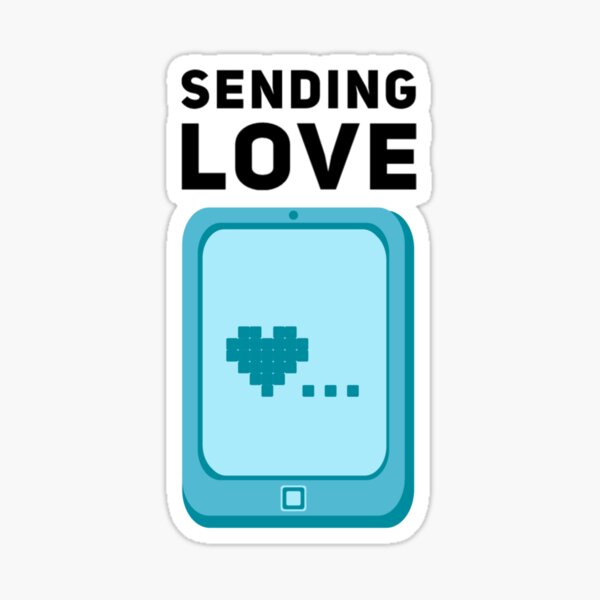 "'Sending Love' Cute Love Message with Cartoon Phone Design" Sticker ...