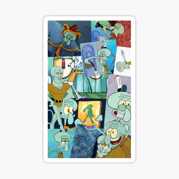 "Squidward from Spongebob Collage" Sticker for Sale by Cvbethel | Redbubble
