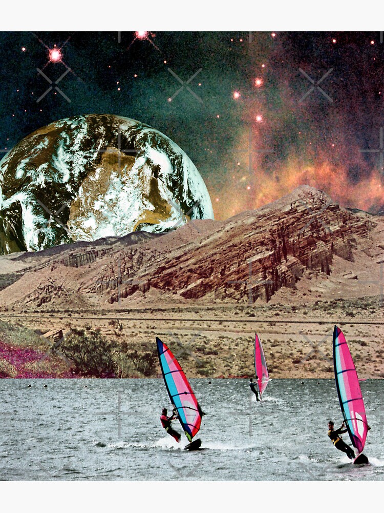 "The First Annual Mars Windsurf Race" Sticker by emily-miles | Redbubble