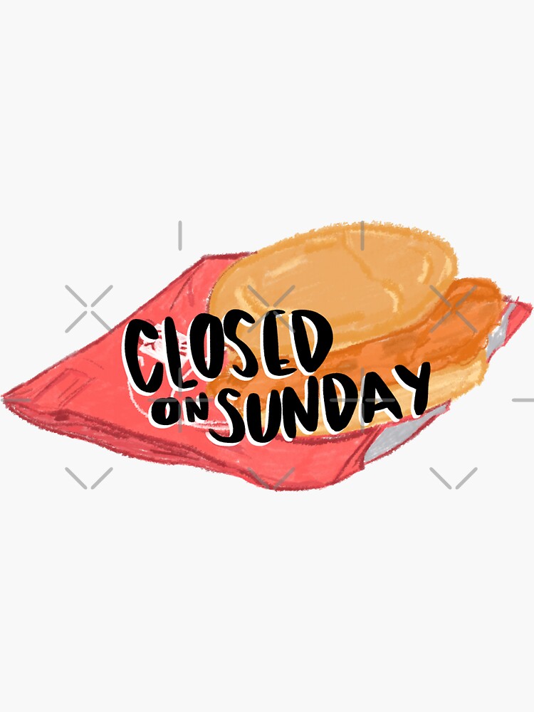 "Closed on sunday Sticker" Sticker for Sale by becccaprice | Redbubble