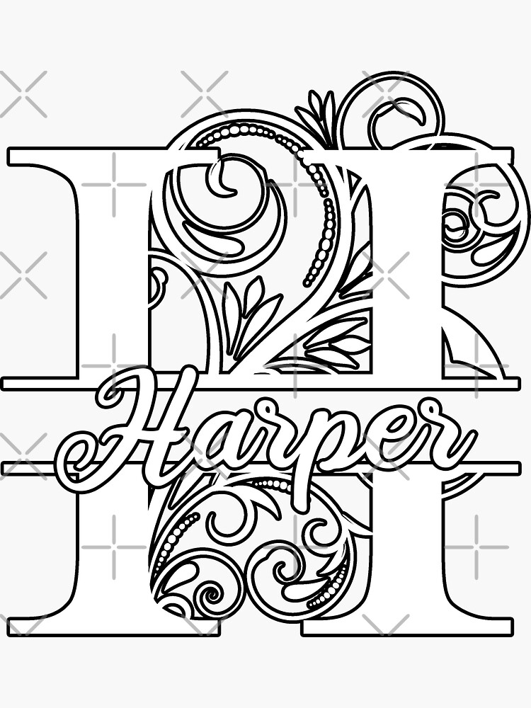 "Personalized Name Monogram H - Harper - Letter H - White" Sticker for ...