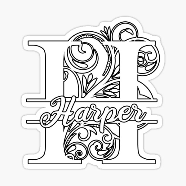 "Personalized Name Monogram H - Harper - Letter H - White" Sticker for ...