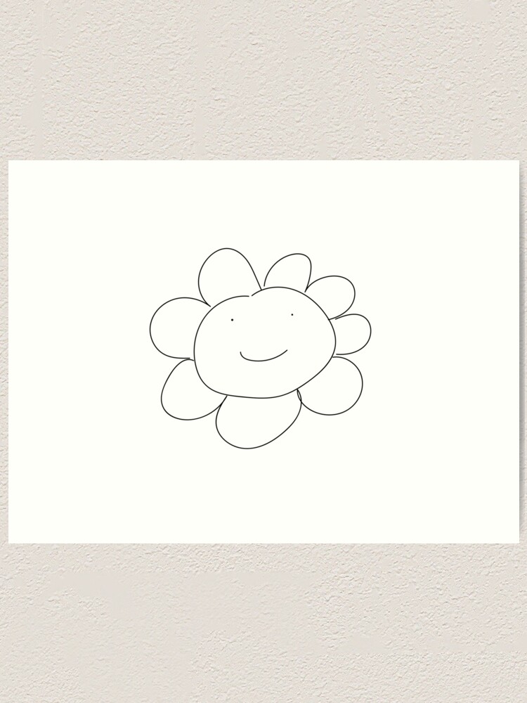 "Cute awkward smile flower drawing line art" Art Print by ...