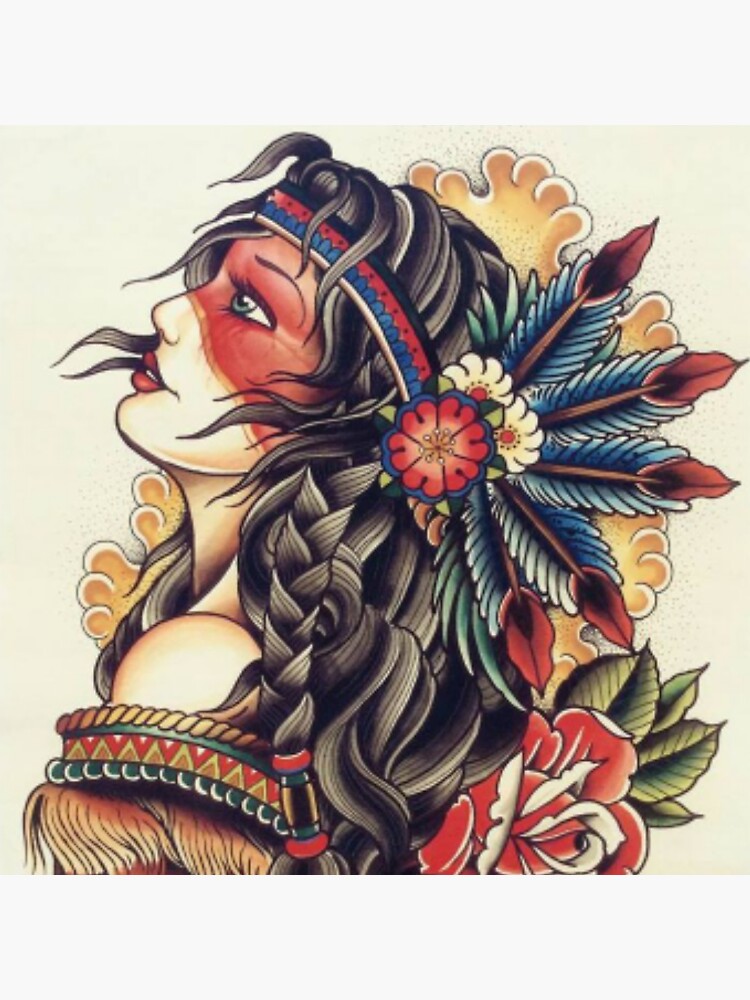 "Native American Girl Design Rudbubble" Sticker by AKB21 | Redbubble