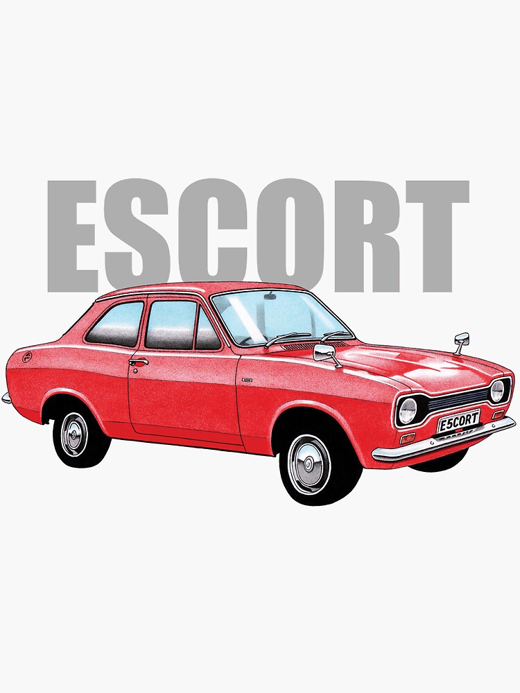 "Ford Escort Mk1 saloon illustration (with text)" Sticker for Sale by ...