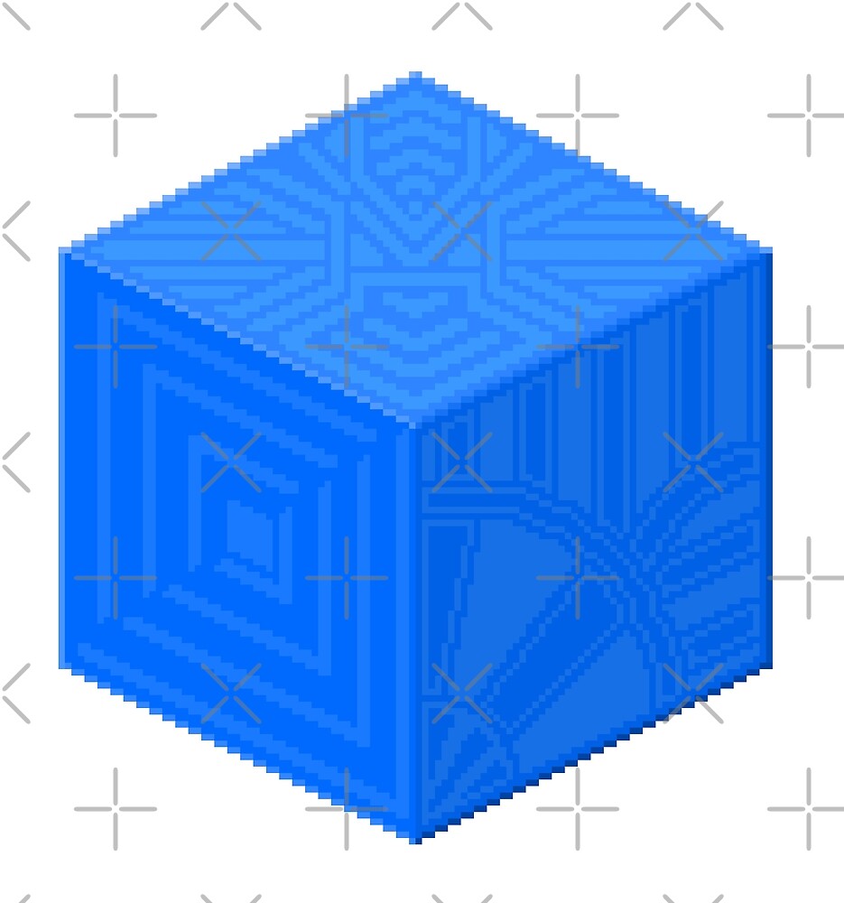 "Pixel Art Blue Cube Pattern" by Gavirlas | Redbubble