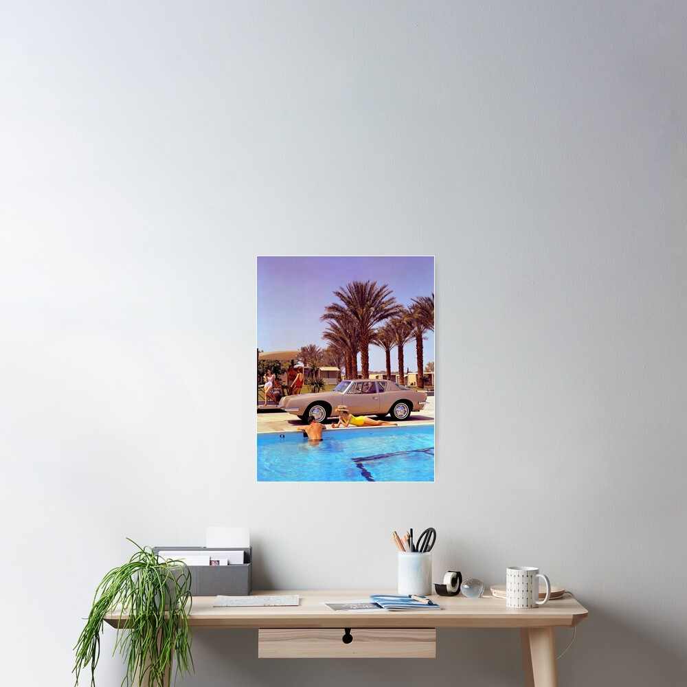 "Portrait Pool And Car" Poster for Sale by vantobbin | Redbubble