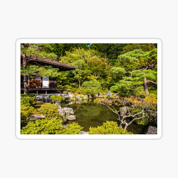 "The Hondo or main hall and pond at Ginkaku-Ji, Kyoto" Sticker by ...