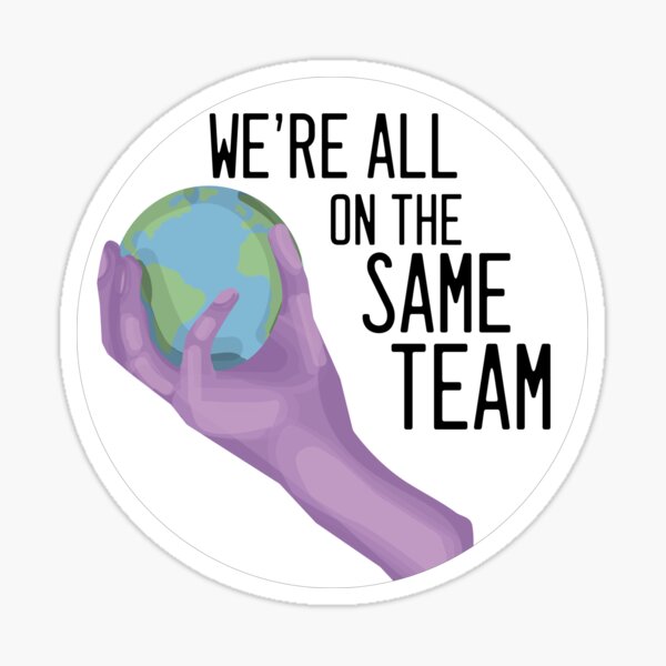 "WE'RE ALL ON THE SAME TEAM" Sticker for Sale by syds-stickers | Redbubble
