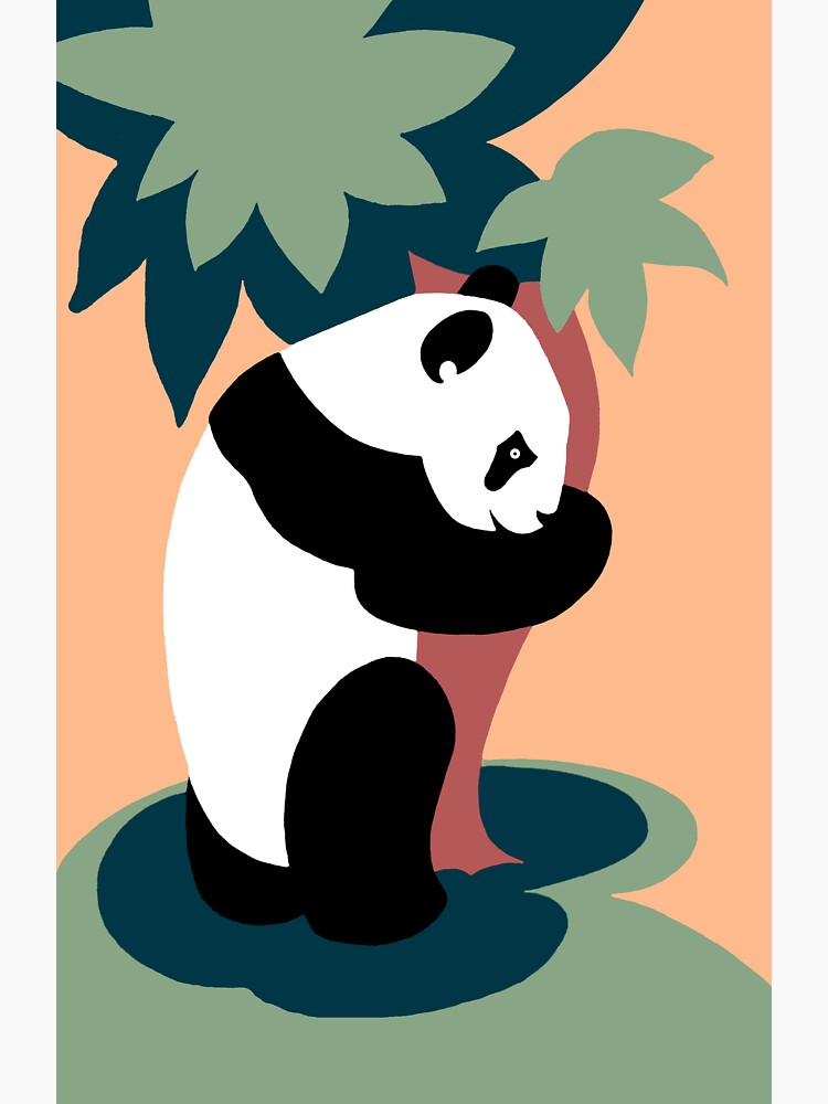 "Panda Hugging Tree Vintage WPA" Sticker by WavyGirly | Redbubble