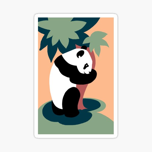"Panda Hugging Tree Vintage WPA" Sticker by WavyGirly | Redbubble
