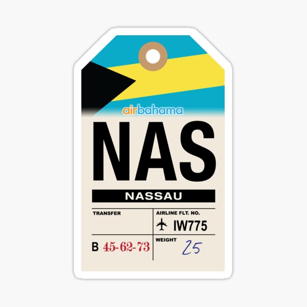 "Nassau (NAS) Bahamas Airline Luggage Tag" Sticker for Sale by ...