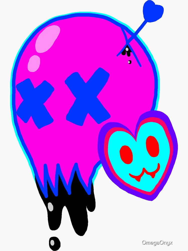 "Scenecore Skull" Sticker for Sale by OmegaOnyx | Redbubble