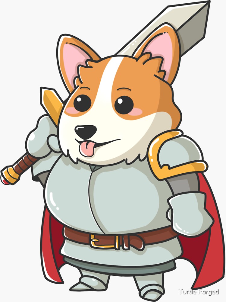 "Noble Corgi Knight" Sticker for Sale by TurtleForged | Redbubble