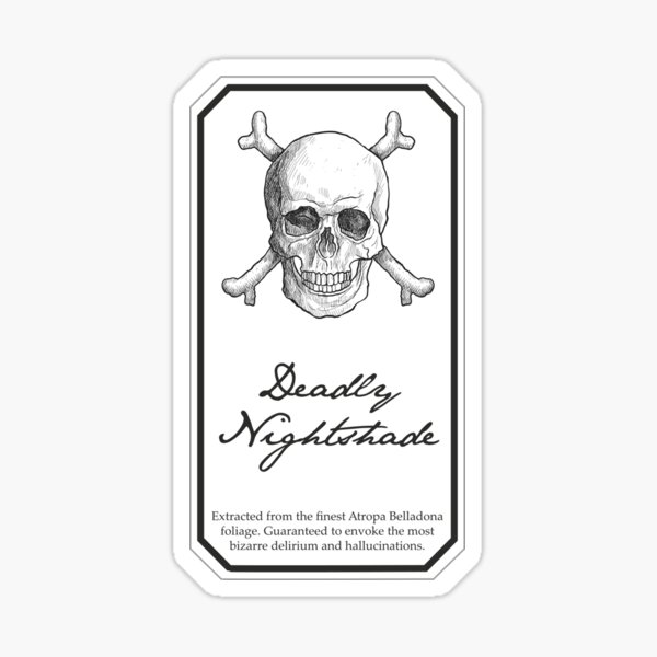 "Warning! Deadly Nightshade vintage Victorian style label" Sticker for ...