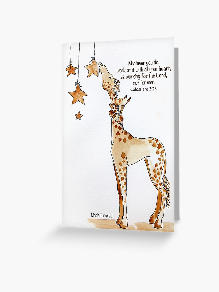 "Coffee Time with God - Giraffe" Greeting Card for Sale by Linda ...