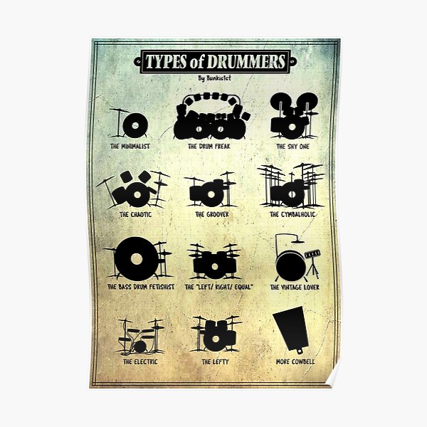 "Types Of Drummers" Poster for Sale by Bunkis1st | Redbubble