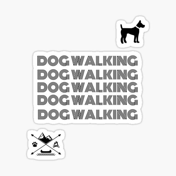 "Dog walking retro design" Sticker for Sale by Mooski47 | Redbubble