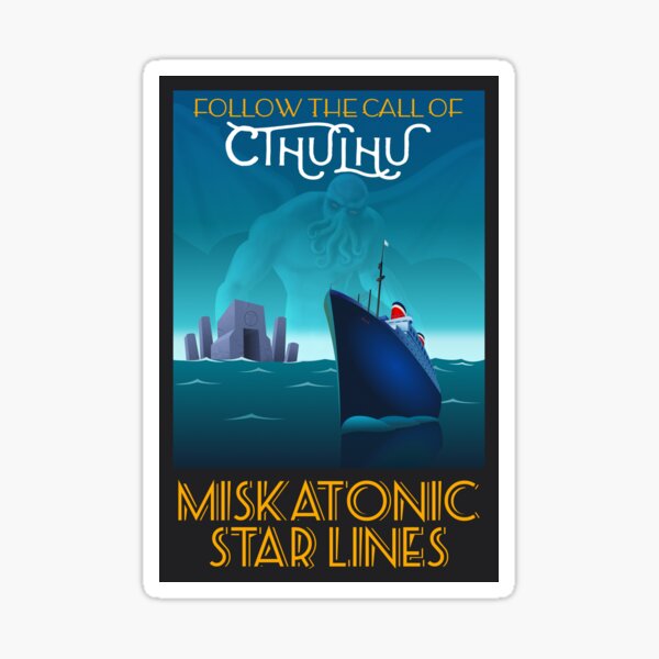 "Follow the Call of Cthulhu - Black border" Sticker by groovyspecs ...