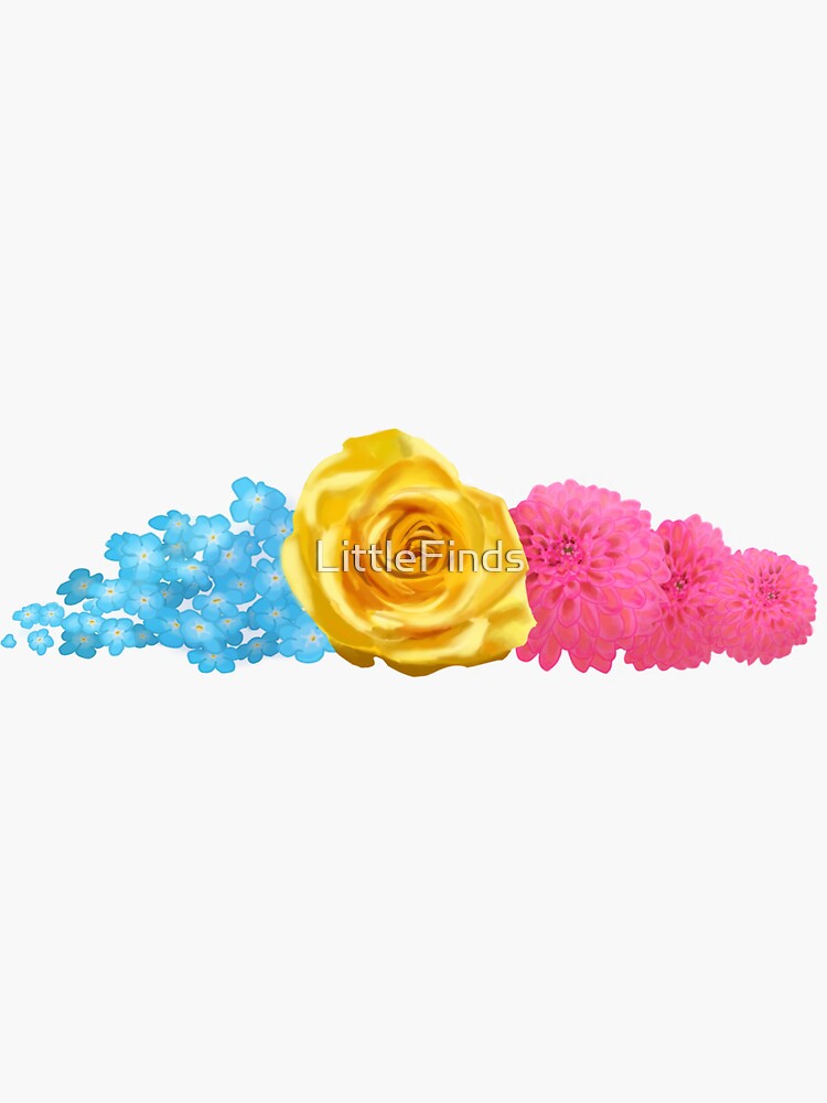 "subtle pan pride flowers" Sticker for Sale by LittleFinds | Redbubble