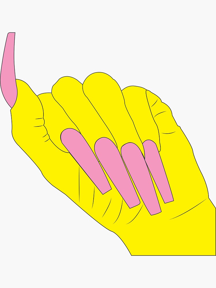 "Simpsons Hand with long Pink Acrylic Nails" Sticker by gracesaliscad ...