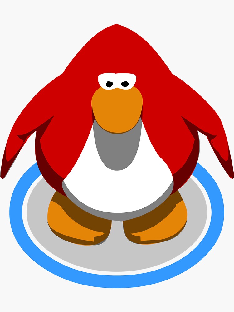 "Red Club Penguin Avatar" Sticker by adifferentname | Redbubble