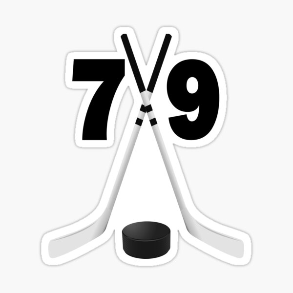 "Hockey number 79 - seventy nine with sticks and disc" Sticker for Sale ...