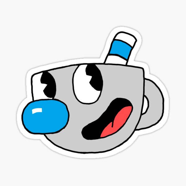 "Mugman headshot" Sticker for Sale by ScottytheCrux | Redbubble