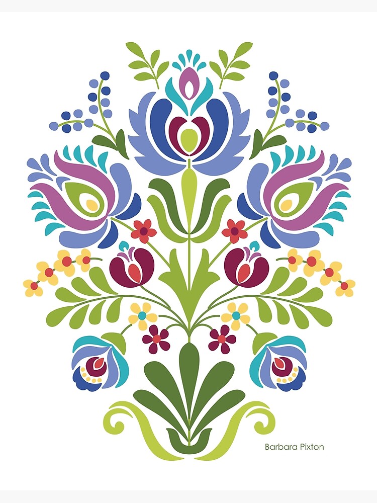 "Hungarian Folk Design Violet" Art Board Print for Sale by Barbara ...
