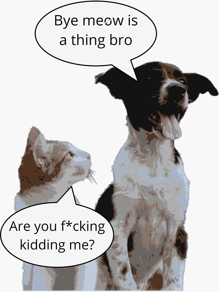"Bye meow, is a thing bro" Sticker by ajspektor | Redbubble
