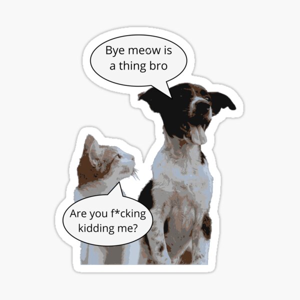 "Bye meow, is a thing bro" Sticker by ajspektor | Redbubble