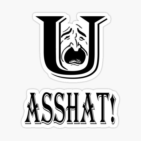 "You Asshat Funny Insult Big Face Black Font, RBSSG" Sticker for Sale ...