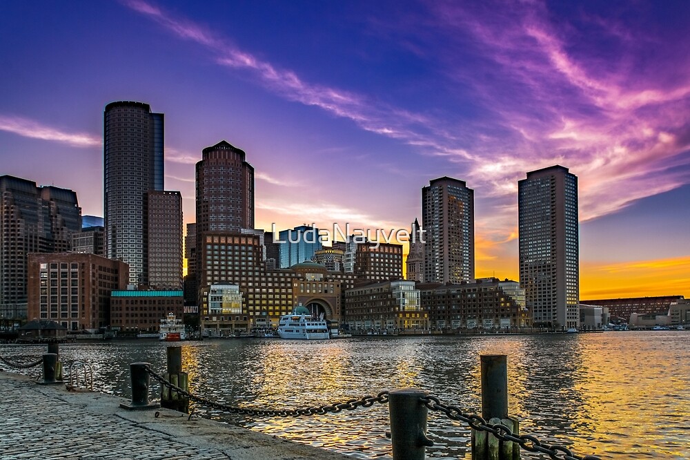 "Sunset over Boston Harbor" by LudaNayvelt | Redbubble