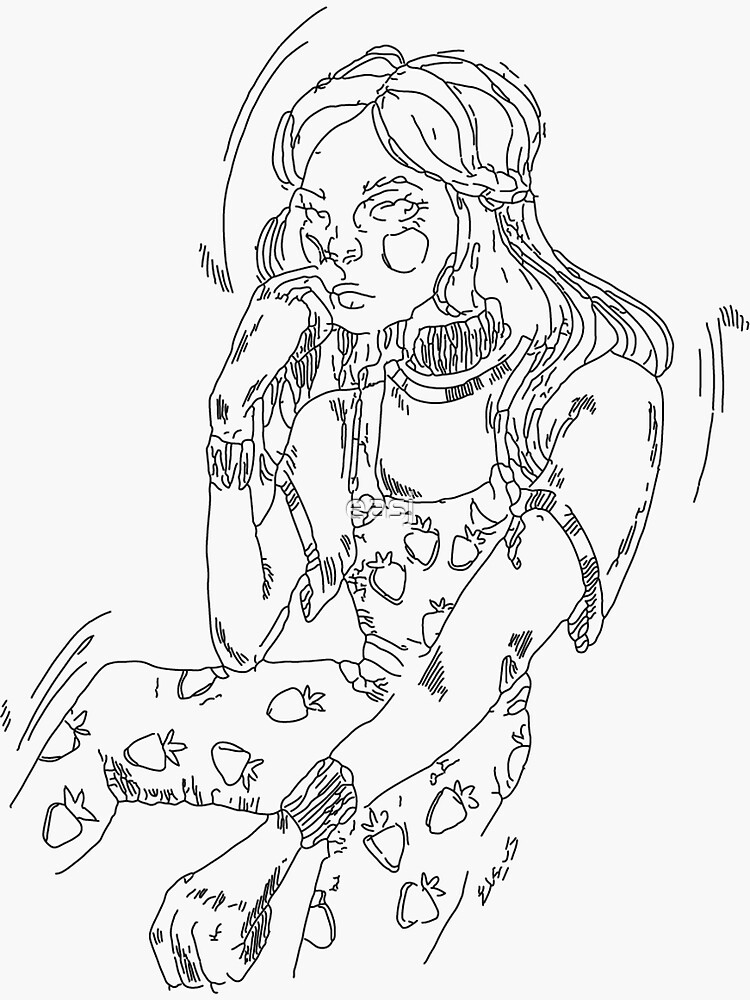 "Resting Girl Line Art" Sticker for Sale by easj | Redbubble