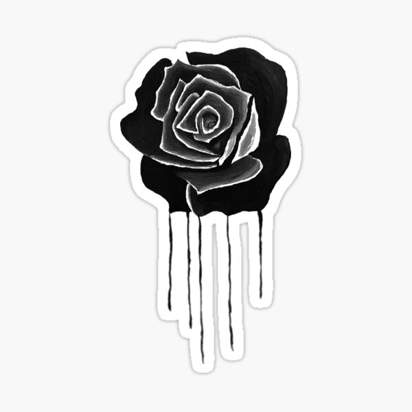 "Black and white bleeding rose art" Sticker by dmjanowicz | Redbubble