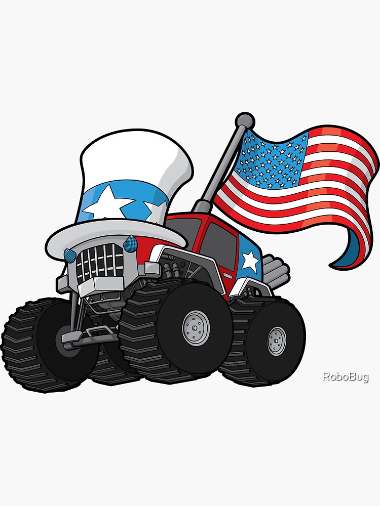 "Uncle Sam Monster Truck" Sticker by RoboBug | Redbubble