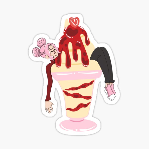 "Cute strawberry sundae ;)" Sticker by Strawbabyart | Redbubble