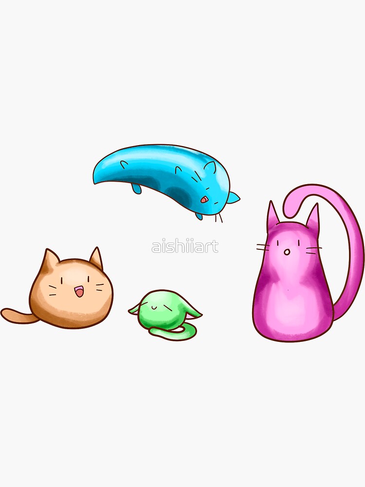 "Kawaii Cat Blobs" Sticker by aishiiart | Redbubble