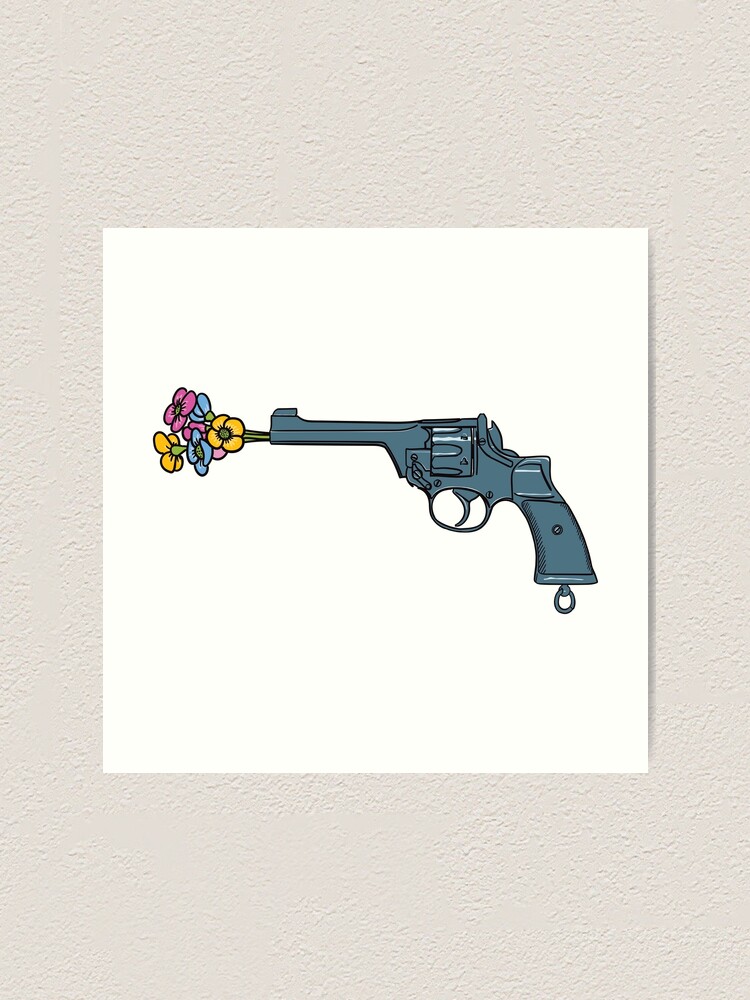 "Revolver with a barrel blocked by flowers" Art Print by StefanAlfonso ...