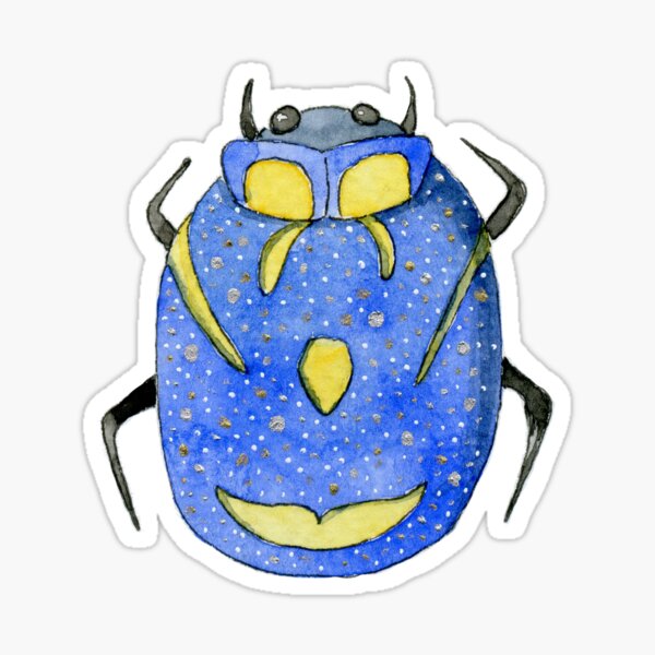 "Big blue and yellow Insect | traditional watercolor art" Sticker for ...