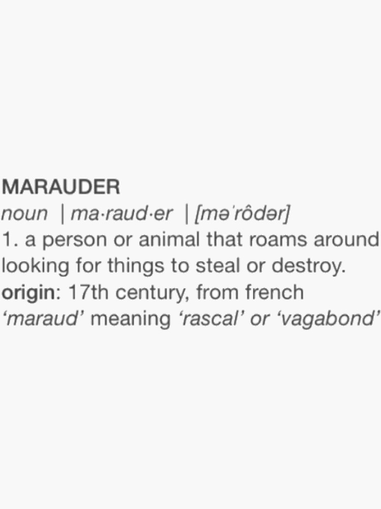 "Marauder Definition" Sticker for Sale by morganaallen | Redbubble