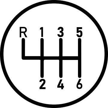 "6 Speed Manual Transmission Logo 2 (Black, R Top Left)" Sticker for ...